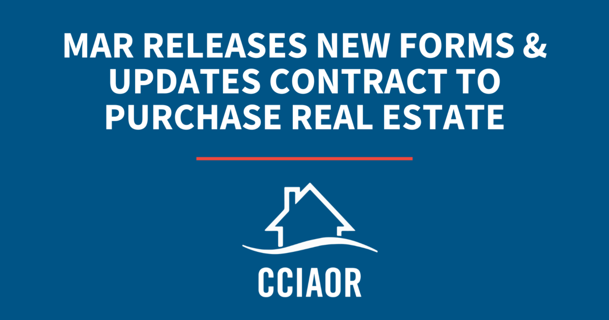 Massachusetts REALTORS®: Key MAR Forms Updates, Including… | CCIAOR